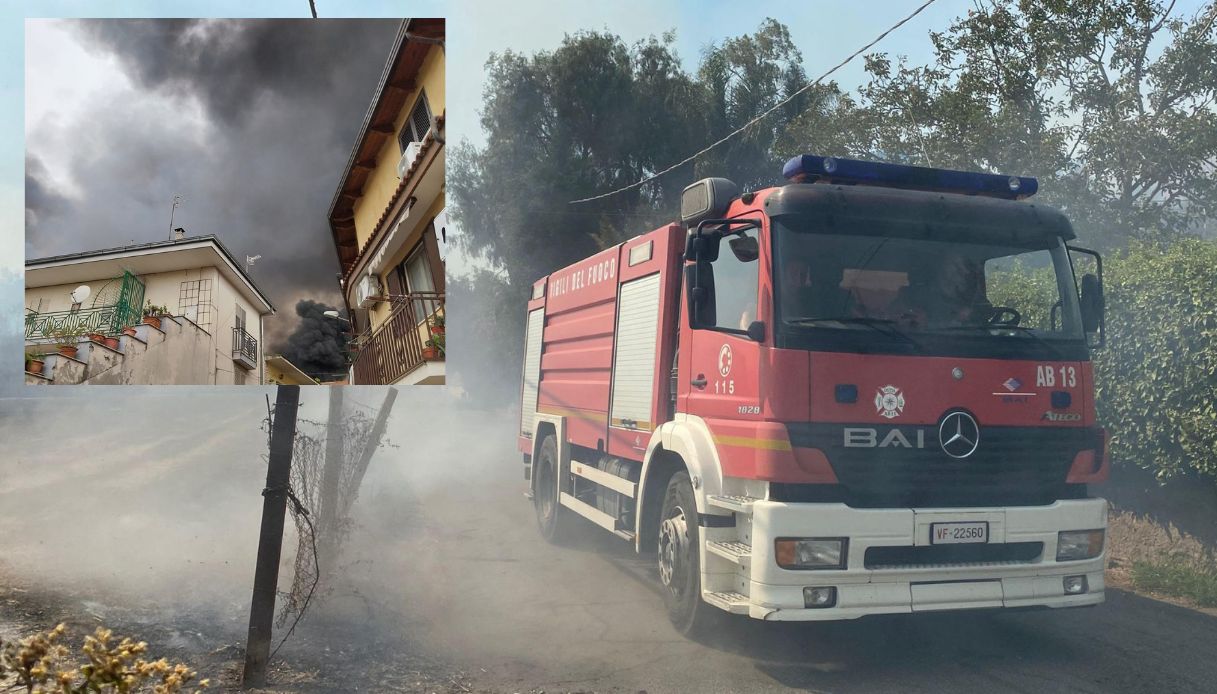 Incendio ad Aversa, fiamme in un deposito: colonna di fumo nero ...