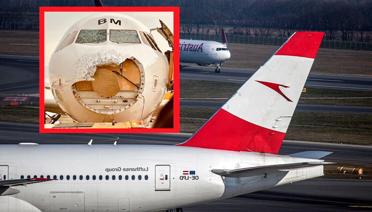 Paura sul volo Palma-Vienna per la grandine, tempesta distrugge muso ...
