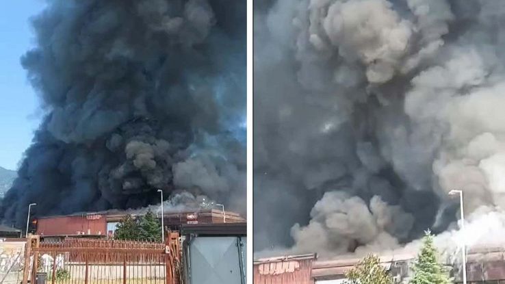 Incendio a Striano vicino a Napoli, fiamme nell'azienda dolciaria ...