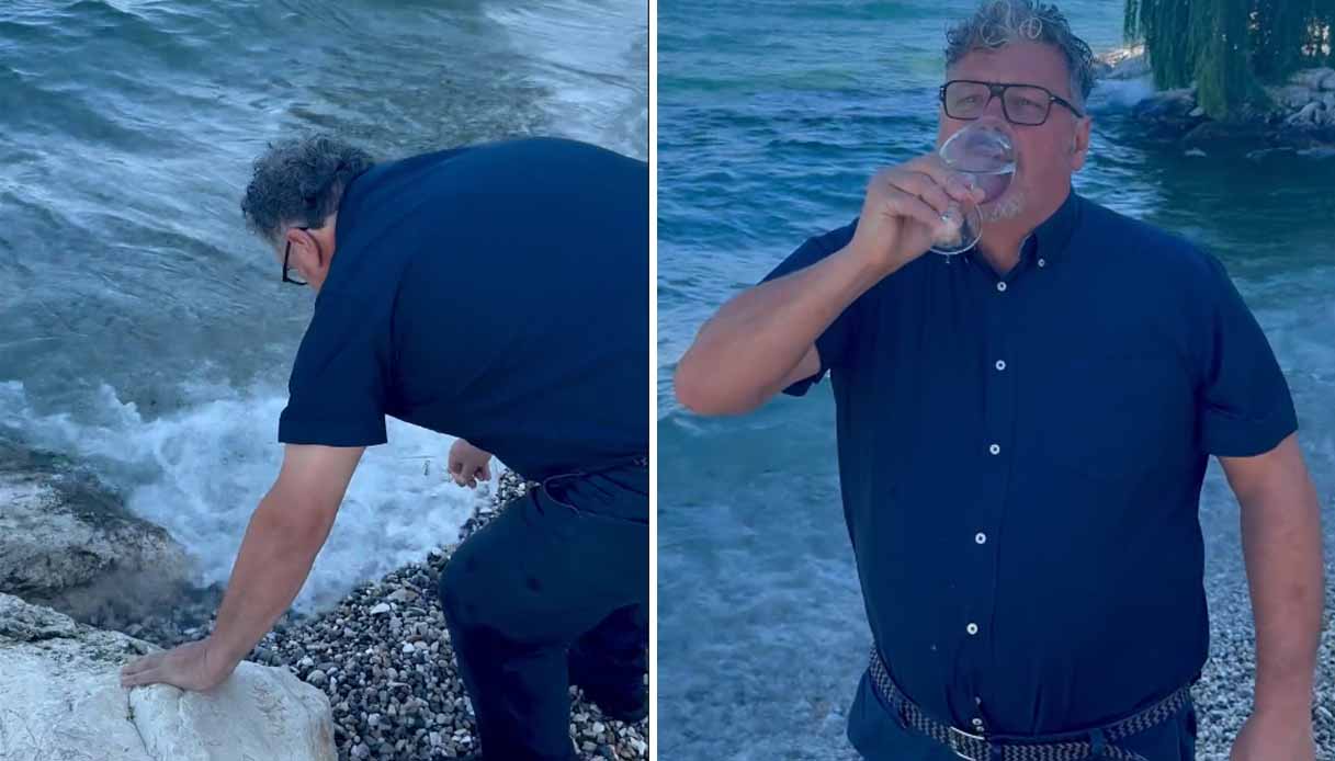 Sindaco beve un bicchiere d'acqua del lago di Garda, la provocazione di ...