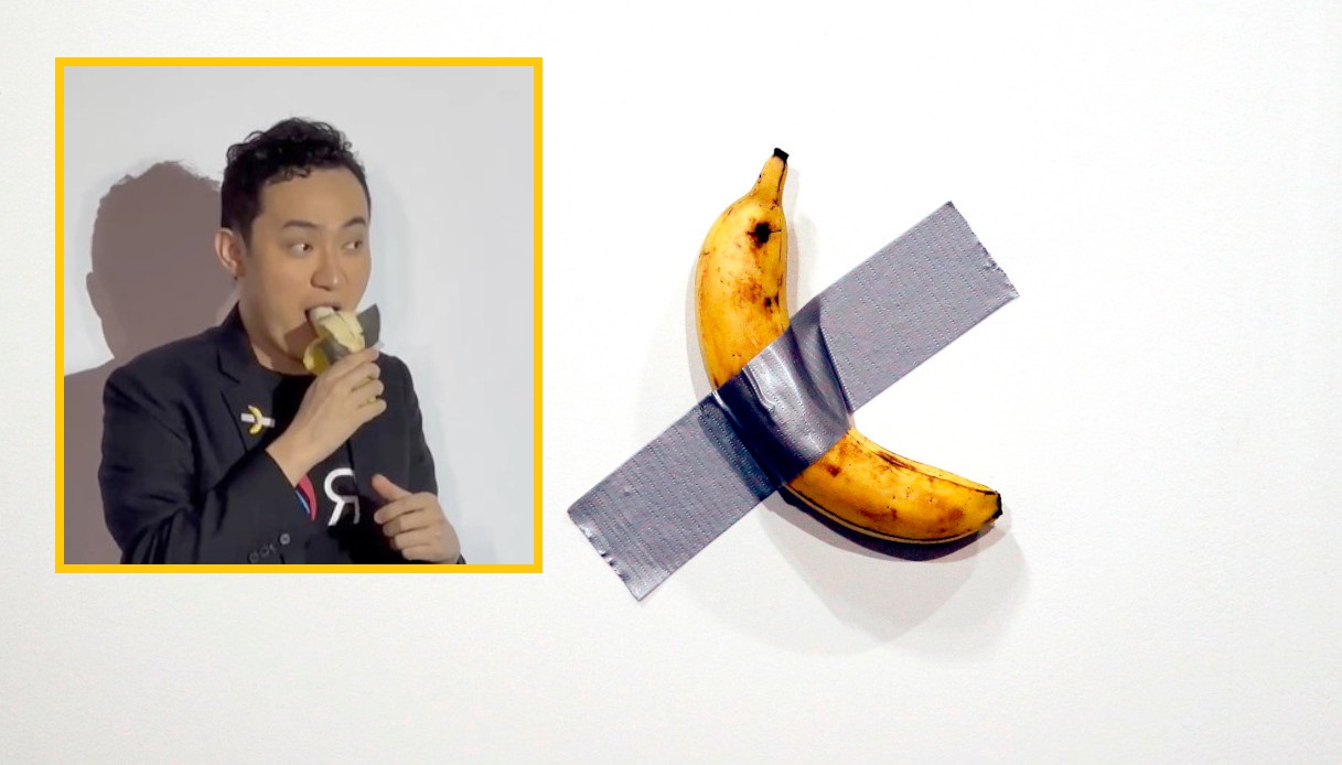 Justin Sun mangia la banana di Maurizio Cattelan pagata 6,2 milioni di ...