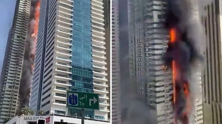 Grattacielo Marina Pinnacle di Dubai in fiamme, il video dell'incendio ...