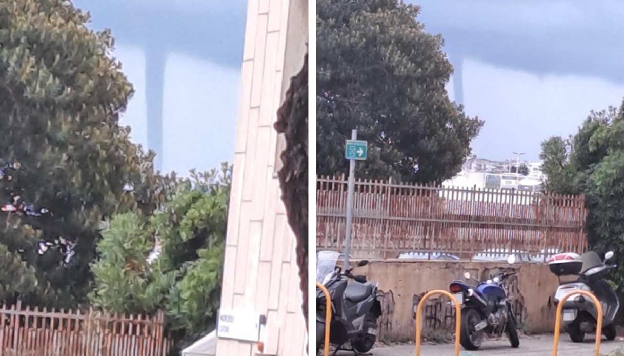 Tromba d'aria vicino alla spiaggia del Poetto di Cagliari, il video del maltempo in Sardegna
