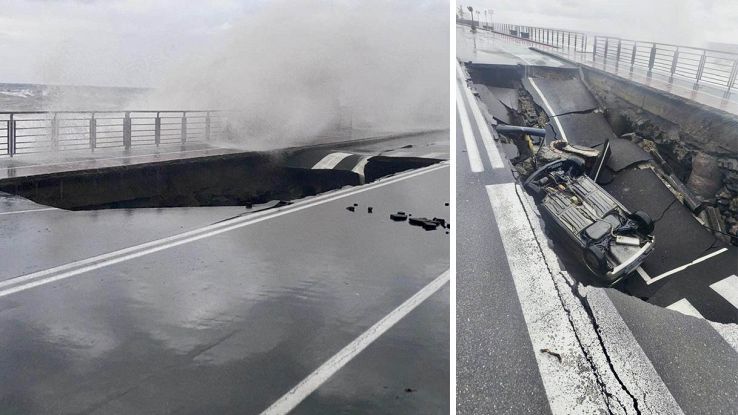 Maltempo in Sicilia, auto precipita in una voragine a Santa Teresa di ...