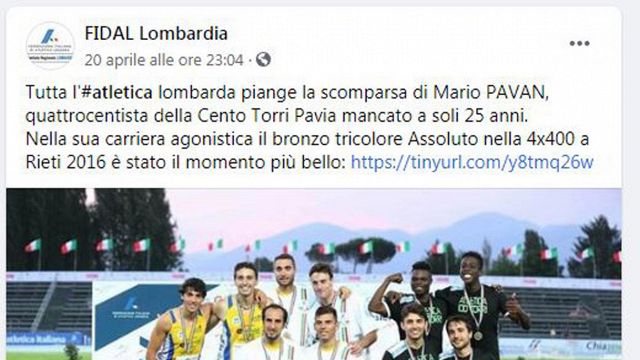 Mario Pavan, il ricordo dell'atleta che ha lottato contro la Sla