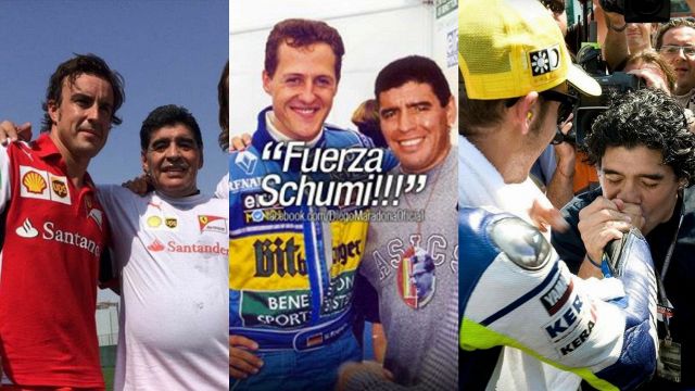 Maradona: l'incontro con Rossi e Alonso, quel messaggio per Schumacher