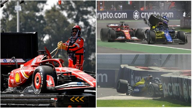 Gp Messico: Albon centra la Ferrari di Bearman, che botto per la rossa di Leclerc. Le immagini ...