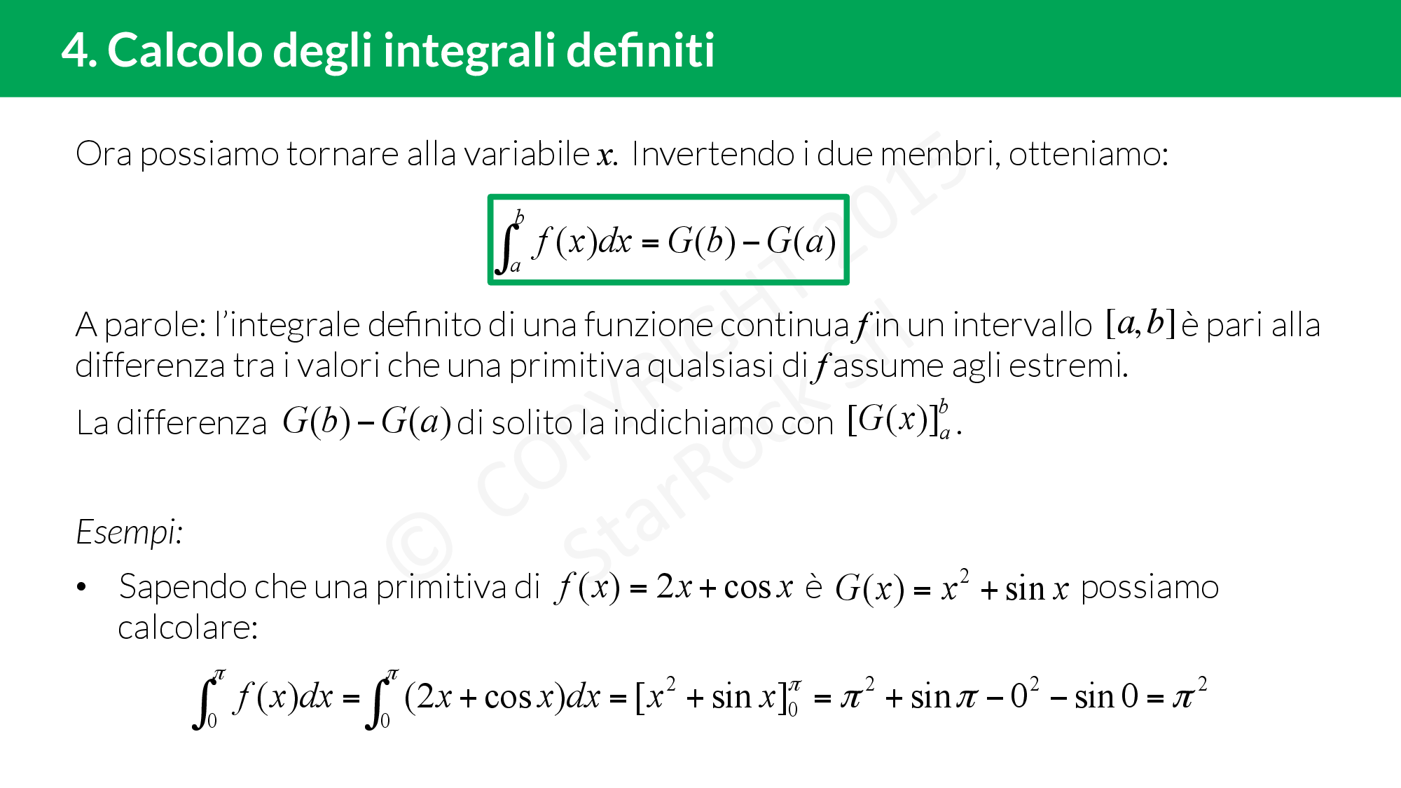 Integrali definiti: teorema fondamentale e della media