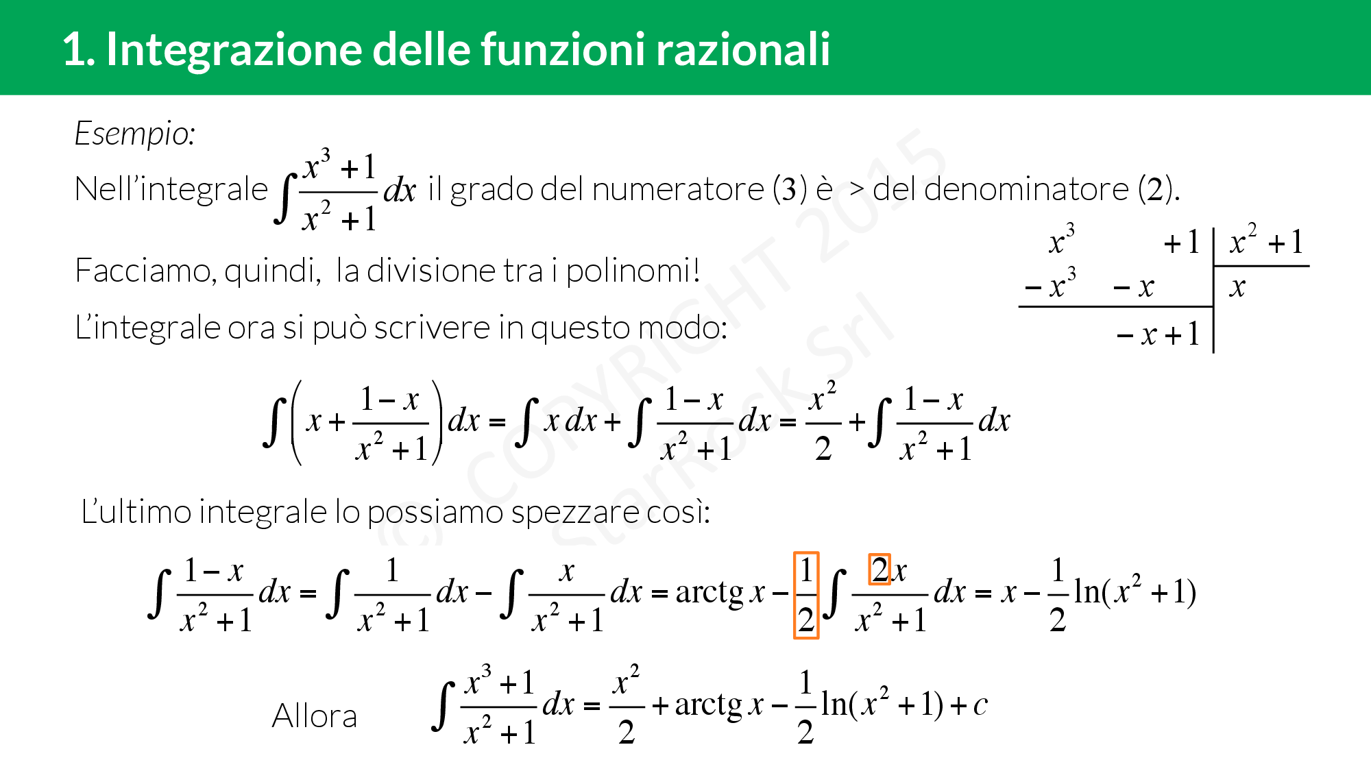 Funzioni razionali: qual è il metodo di integrazione