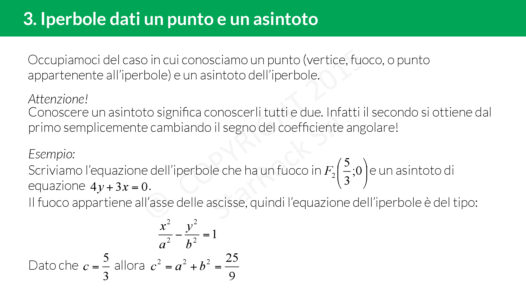 Iperbole: le condizioni per trovare l'equazione