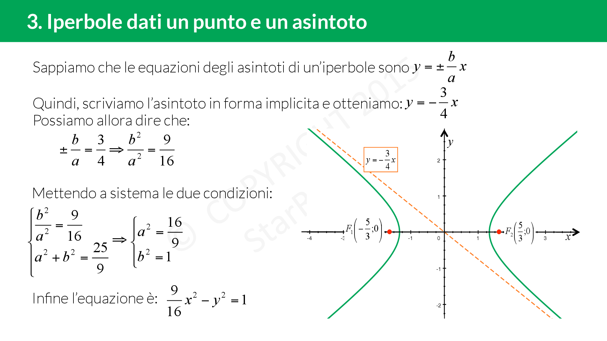 Iperbole: le condizioni per trovare l'equazione