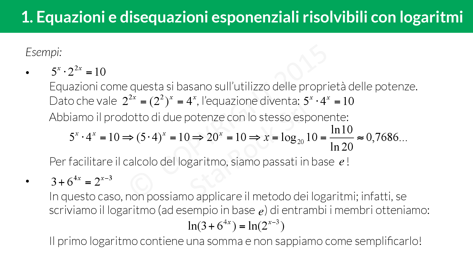 Equazioni e disequazioni esponenziali con logaritmi