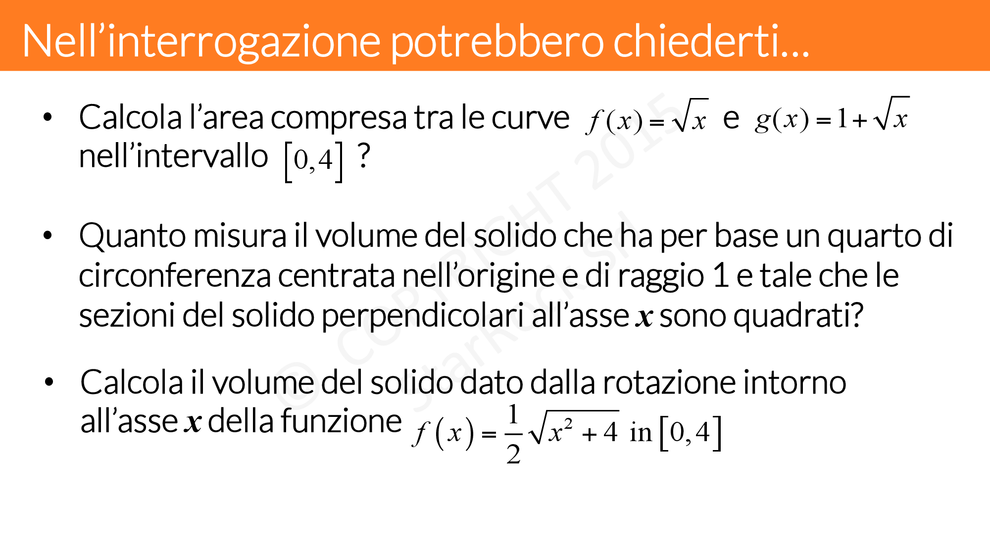 Aree tra curve e volume dei solidi: come calcolarli