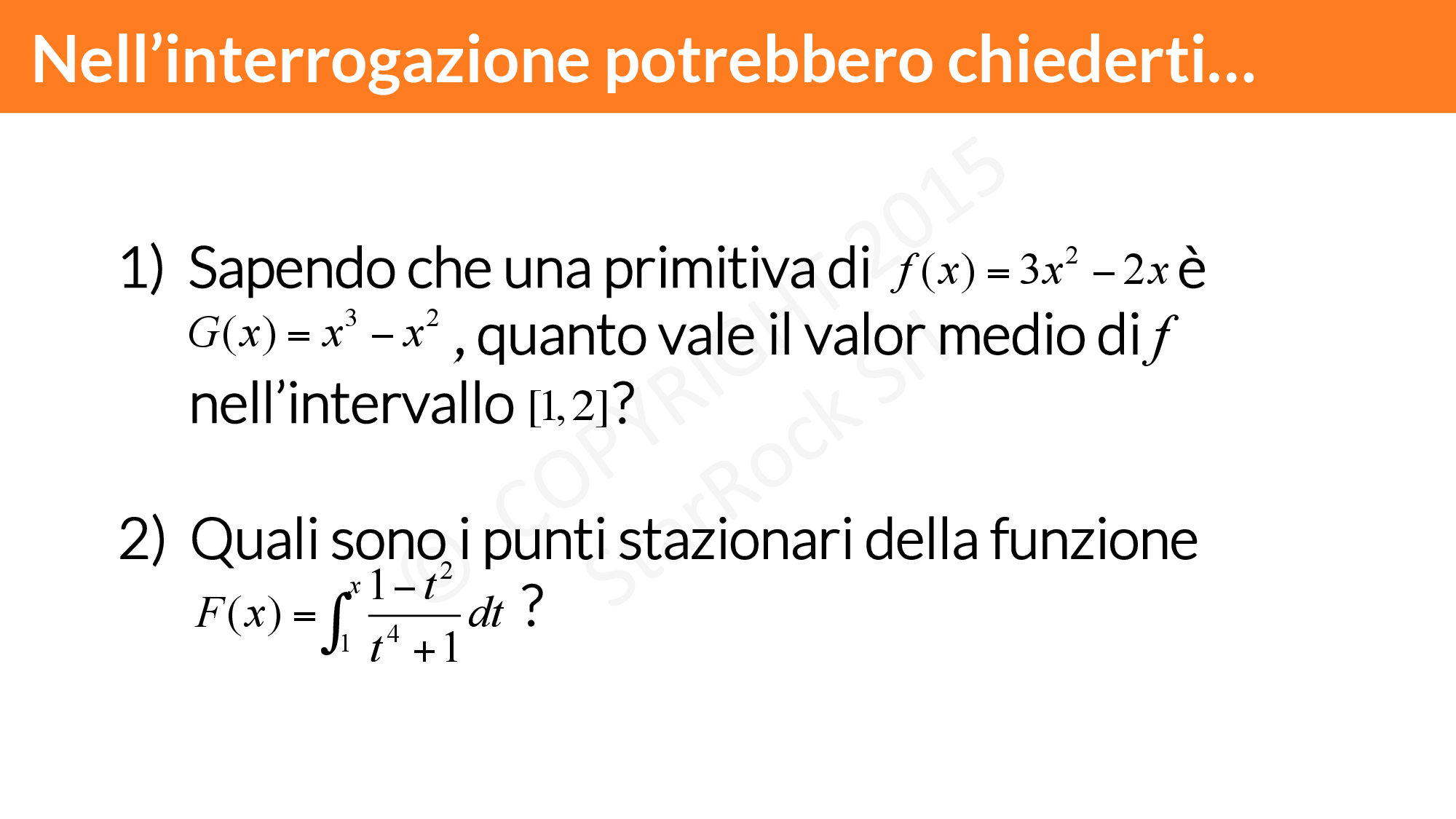 Integrali definiti: teorema fondamentale e della media