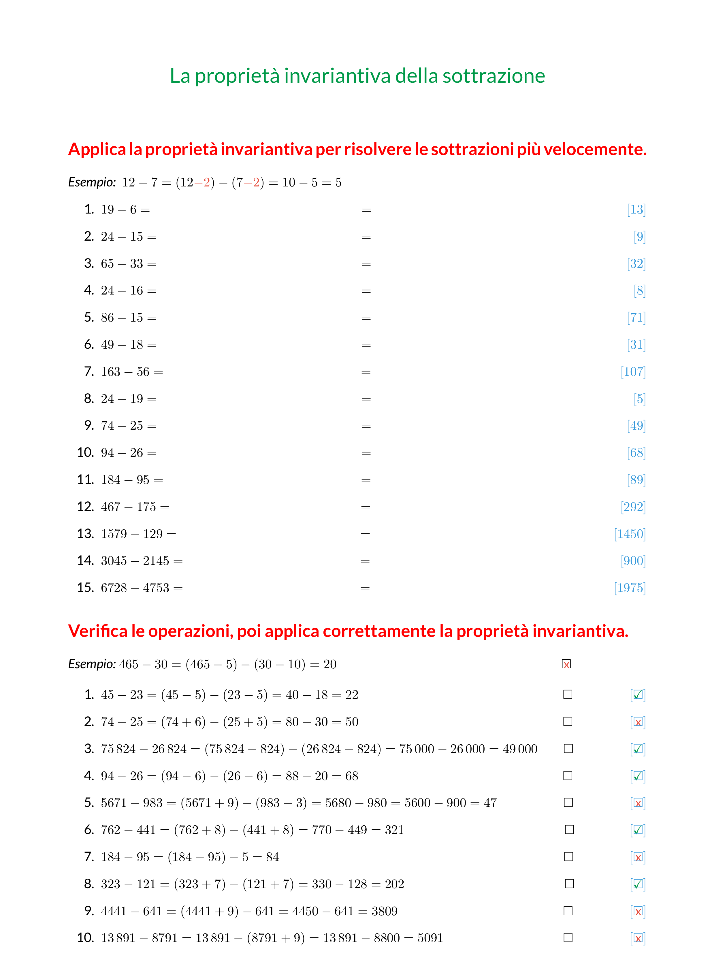 Addizioni e sottrazioni: esercizi sulle proprietà