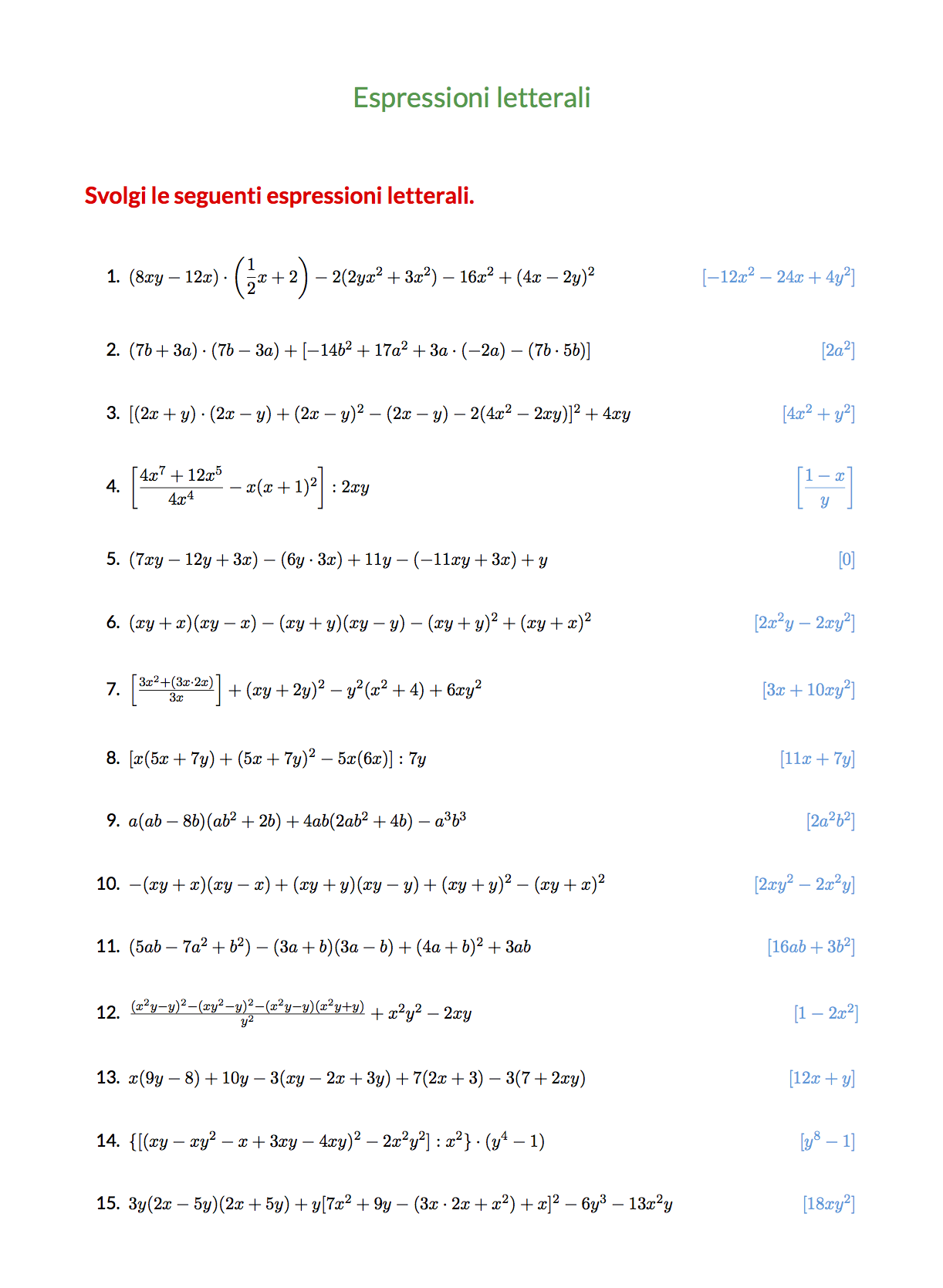Le espressioni letterali: cosa sono