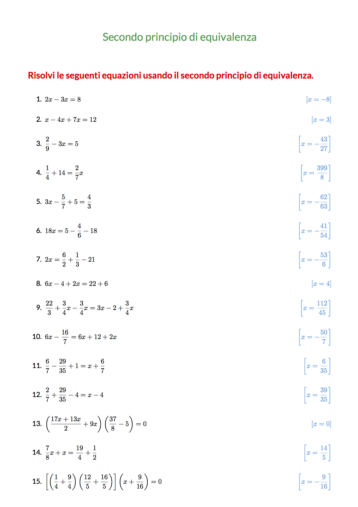 Le regole per risolvere le equazioni di primo grado