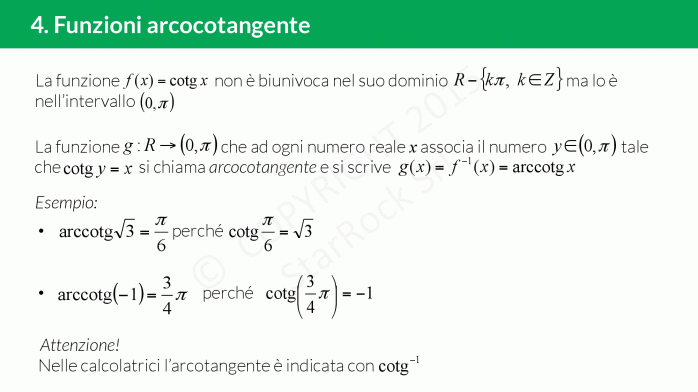 Funzioni Goniometriche Inverse Definizione