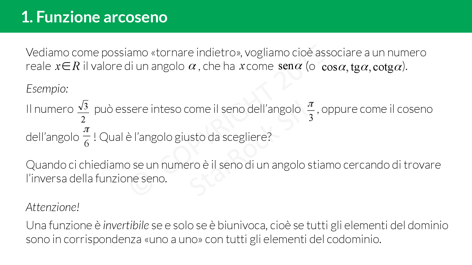 Funzioni Goniometriche Inverse Definizione