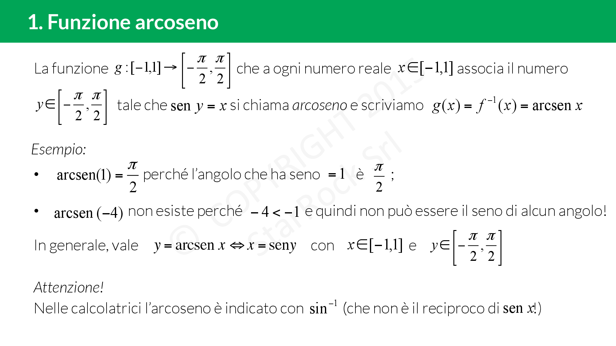 Funzioni Goniometriche Inverse Definizione