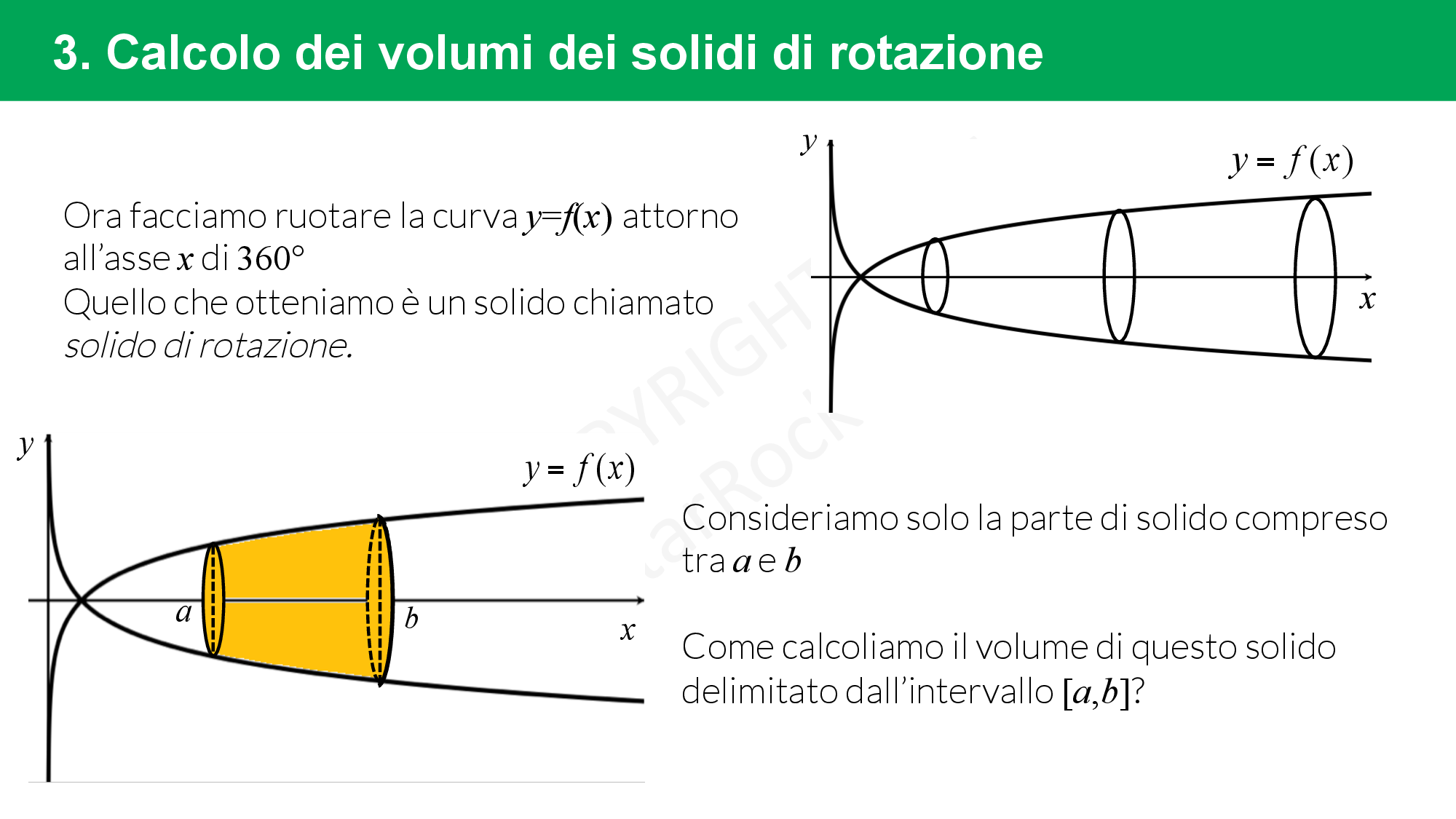 Aree tra curve e volume dei solidi: come calcolarli