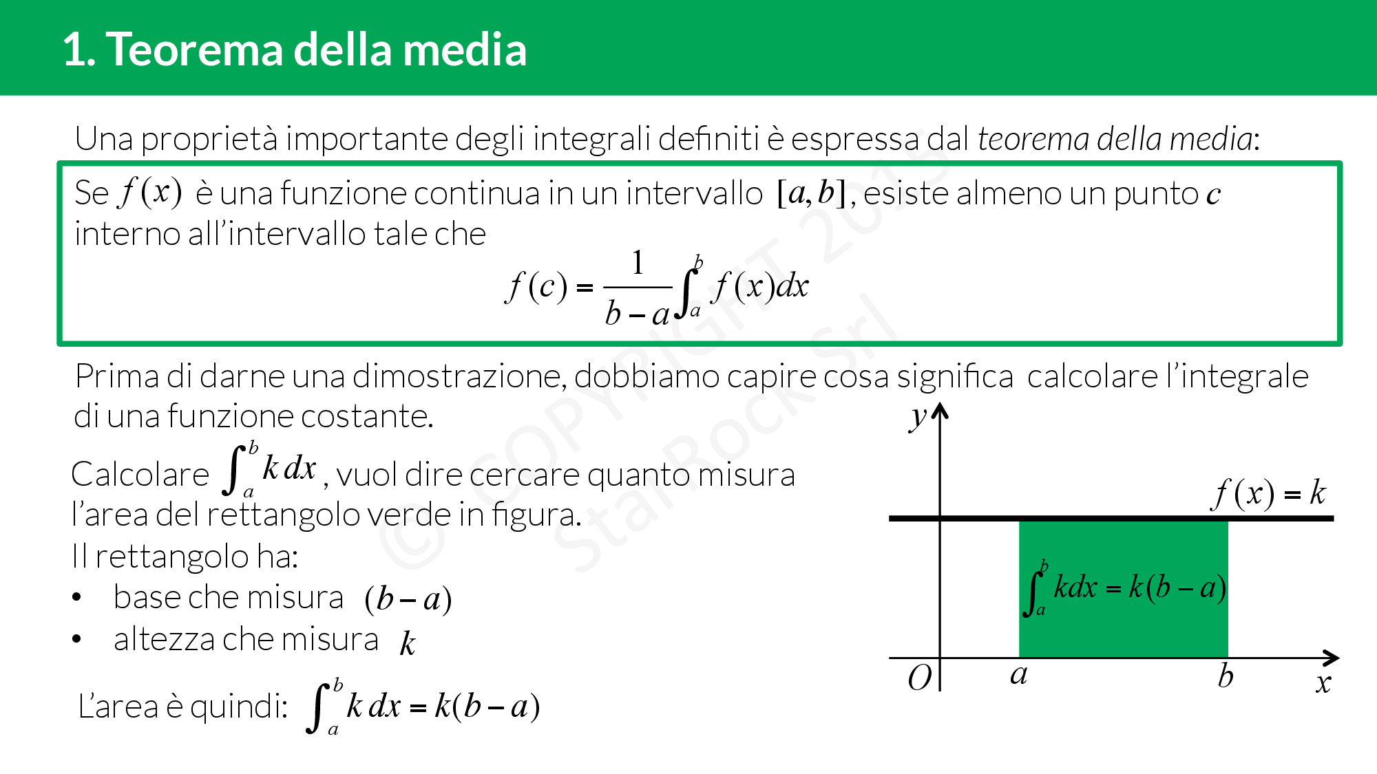Integrali definiti: teorema fondamentale e della media