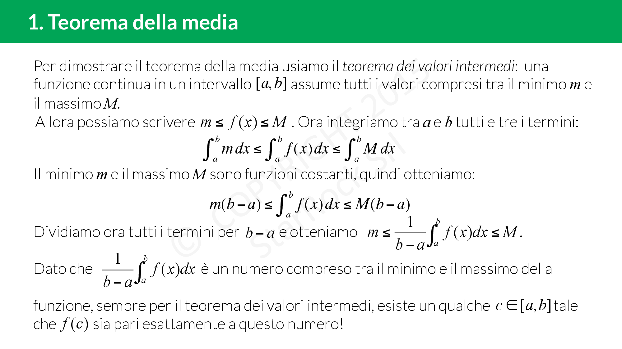 Integrali definiti: teorema fondamentale e della media