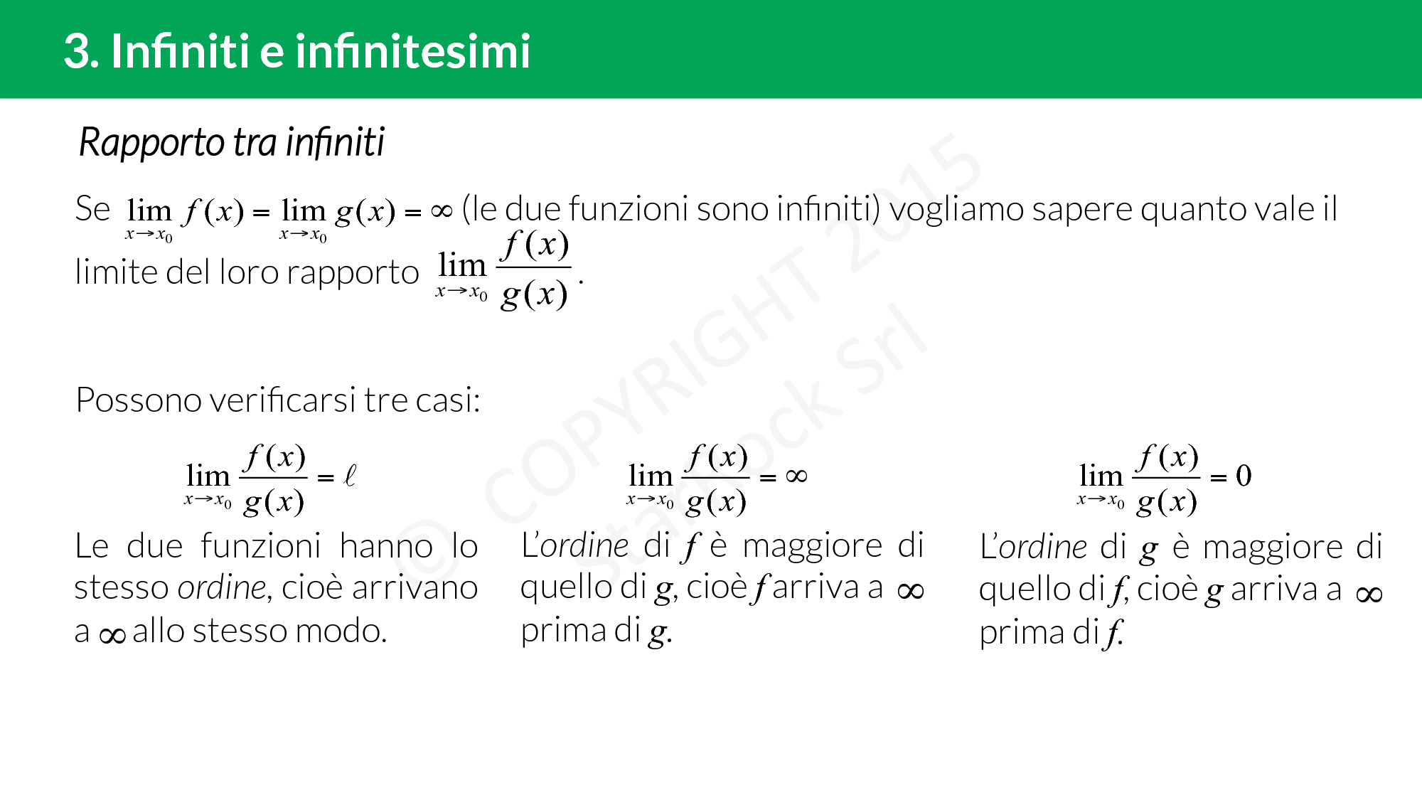 Teoremi di limiti, limiti notevoli, infiniti e infinitesimi