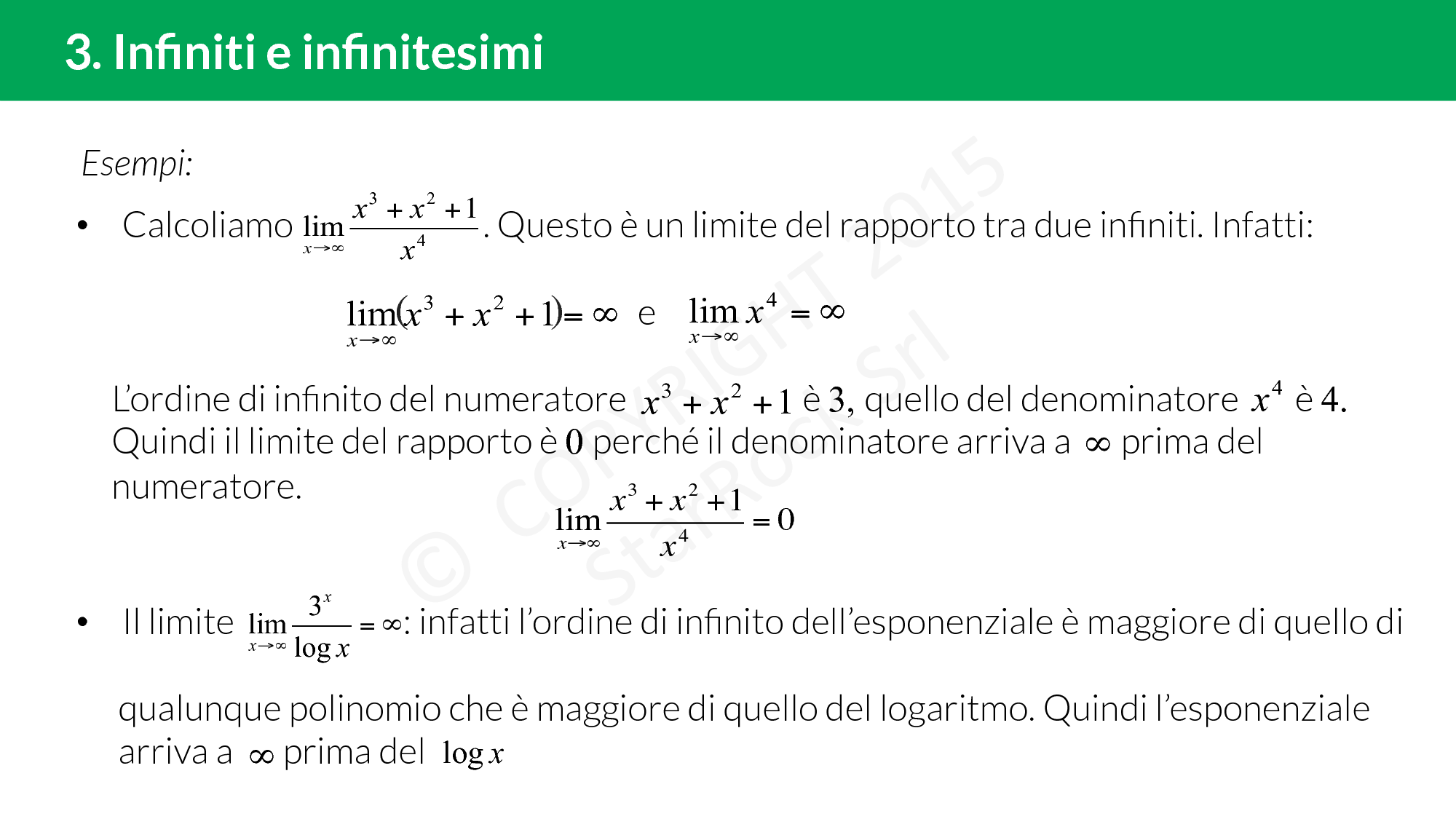 Teoremi di limiti, limiti notevoli, infiniti e infinitesimi