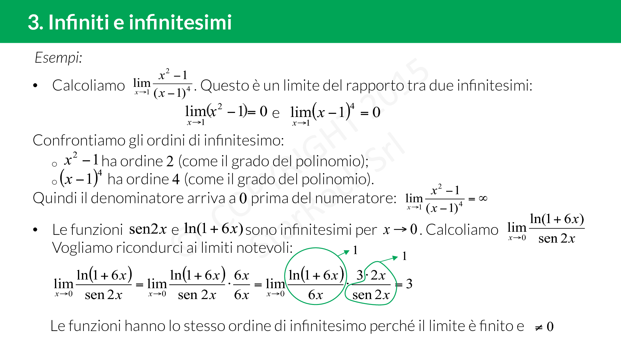 Teoremi di limiti, limiti notevoli, infiniti e infinitesimi