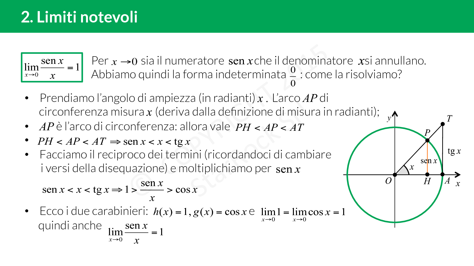 Teoremi di limiti, limiti notevoli, infiniti e infinitesimi