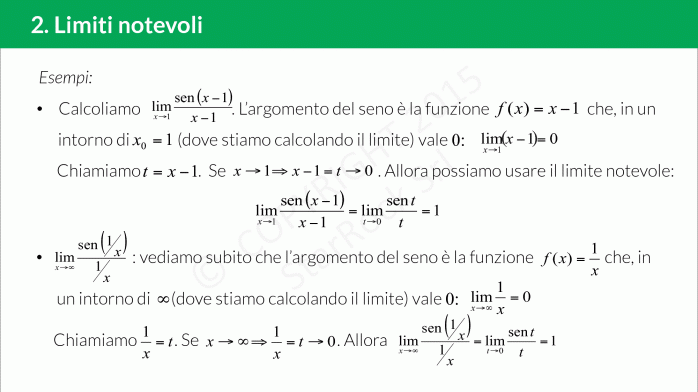 Teoremi di limiti, limiti notevoli, infiniti e infinitesimi