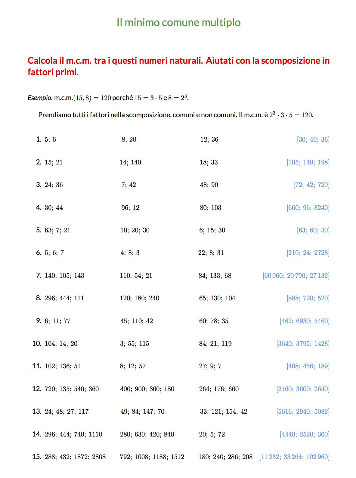MCD e mcm: minimo comune multiplo e massimo comun divisore