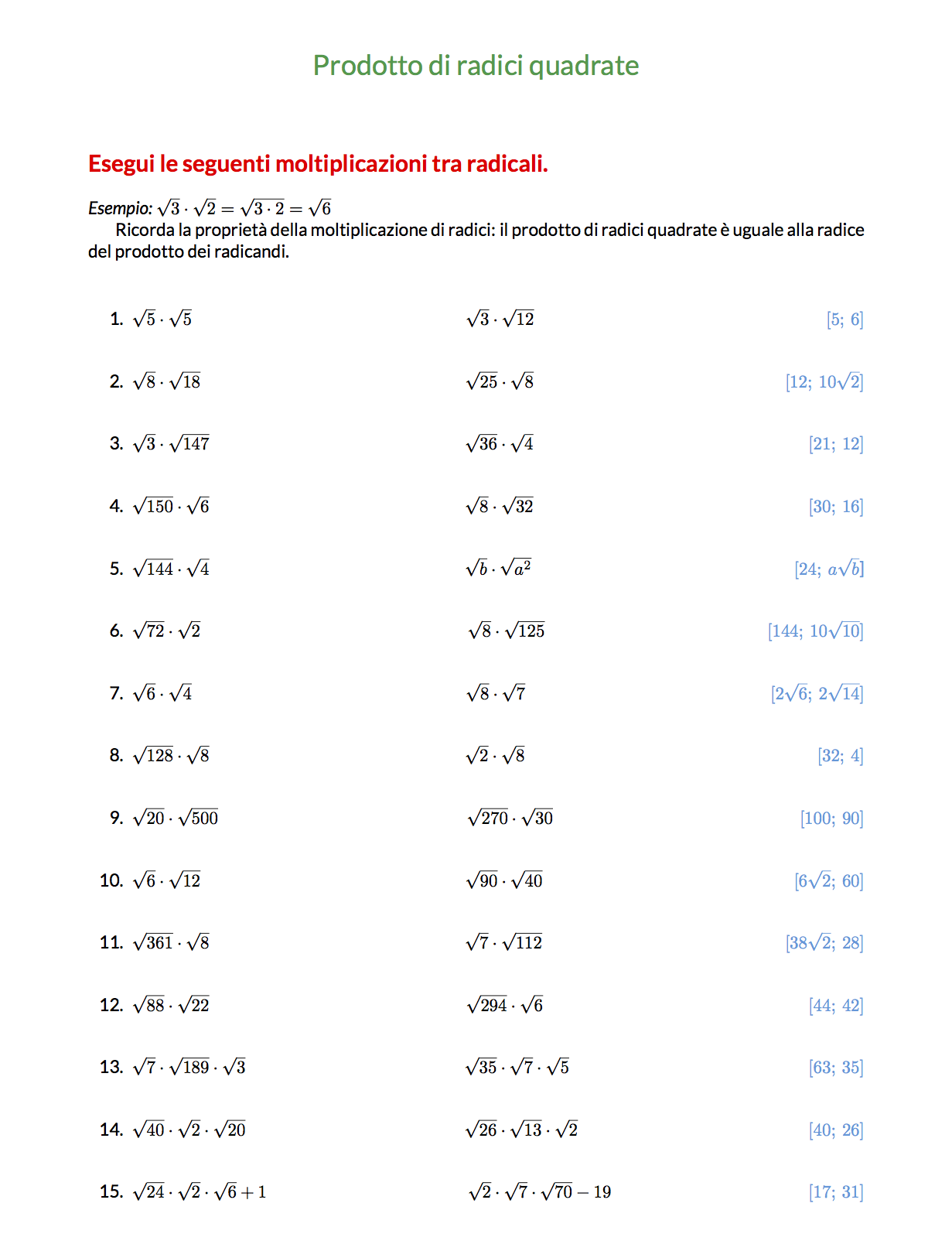 Operazioni con le radici quadrate: esercizi pratici