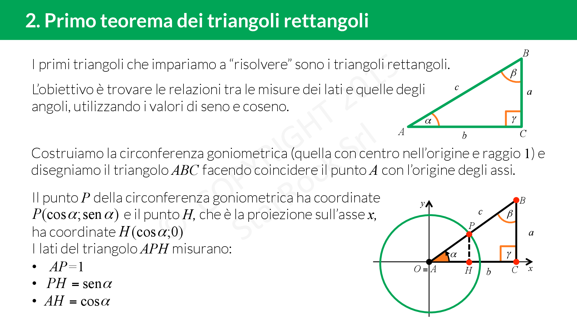 Triangolo rettangolo: i due teoremi di trigonometria