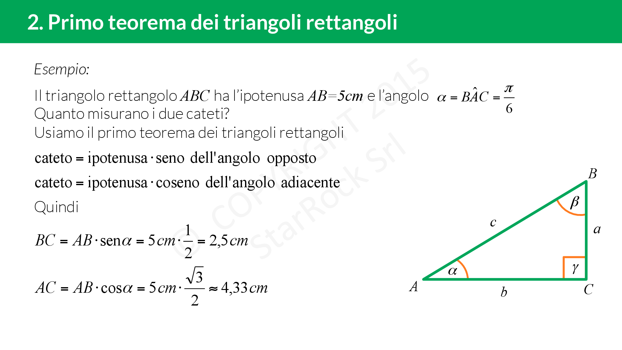 Triangolo rettangolo: i due teoremi di trigonometria