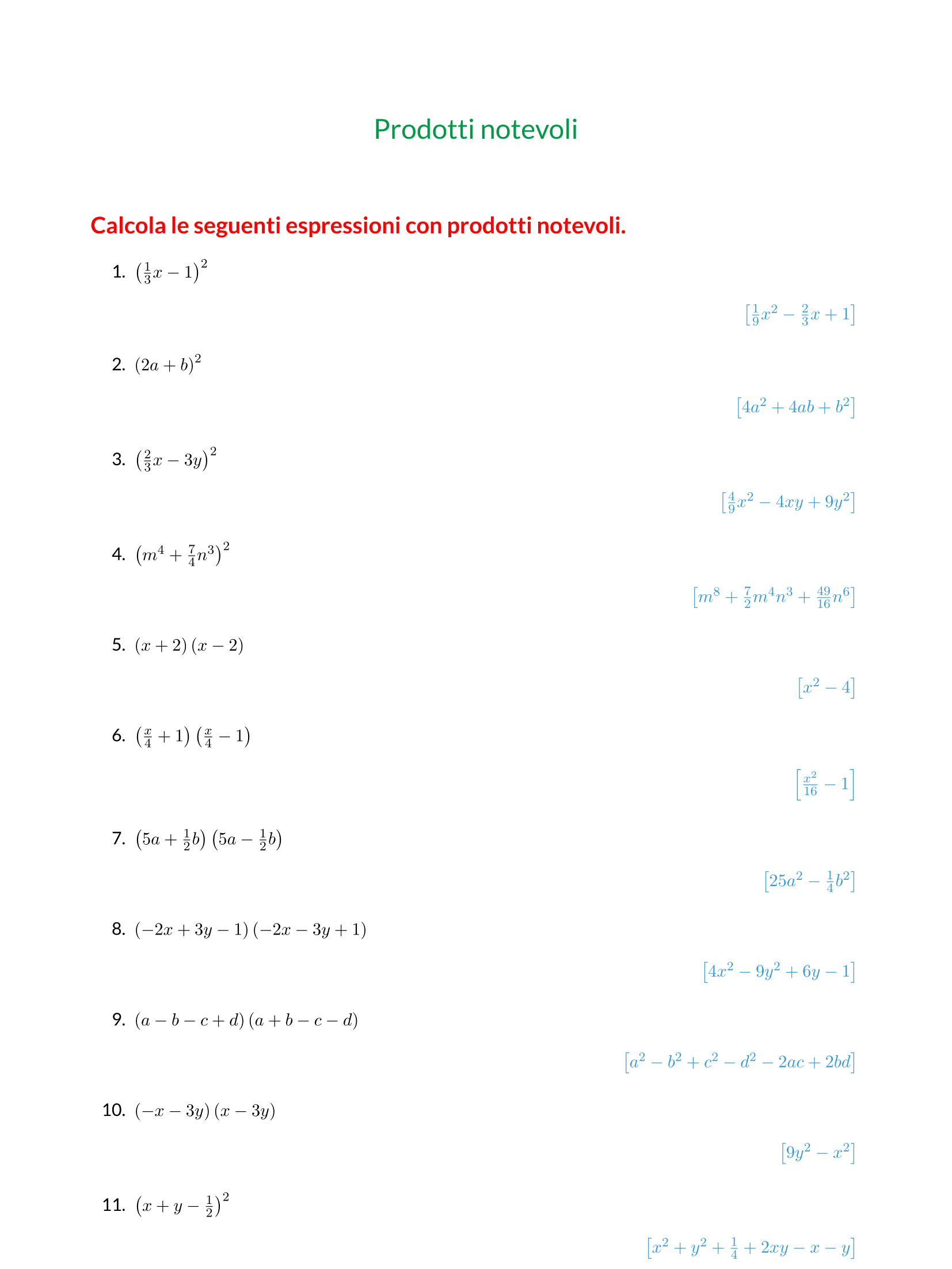 Le espressioni con i monomi e i polinomi