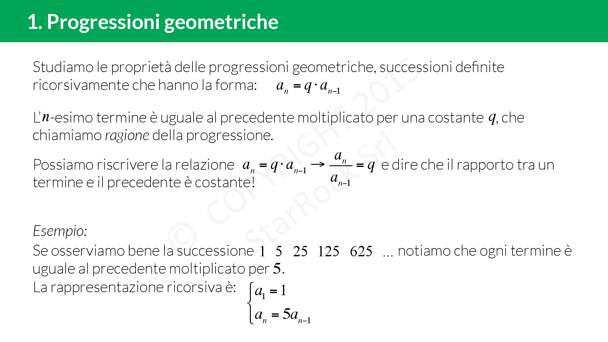 Progressioni geometriche: tutte le relazioni e proprietà