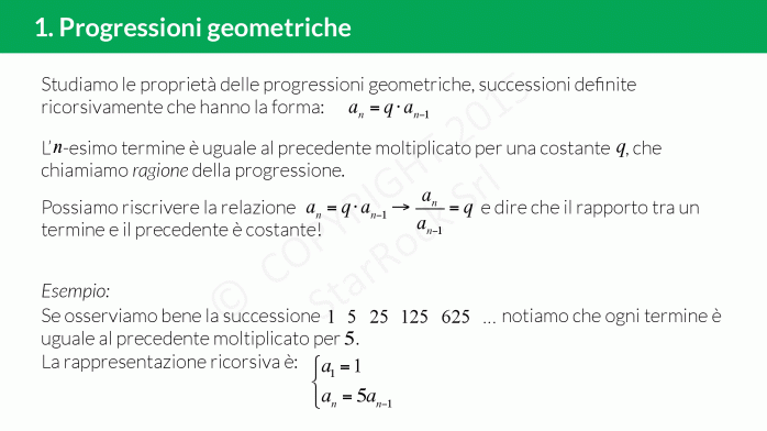 Progressioni geometriche: tutte le relazioni e proprietà