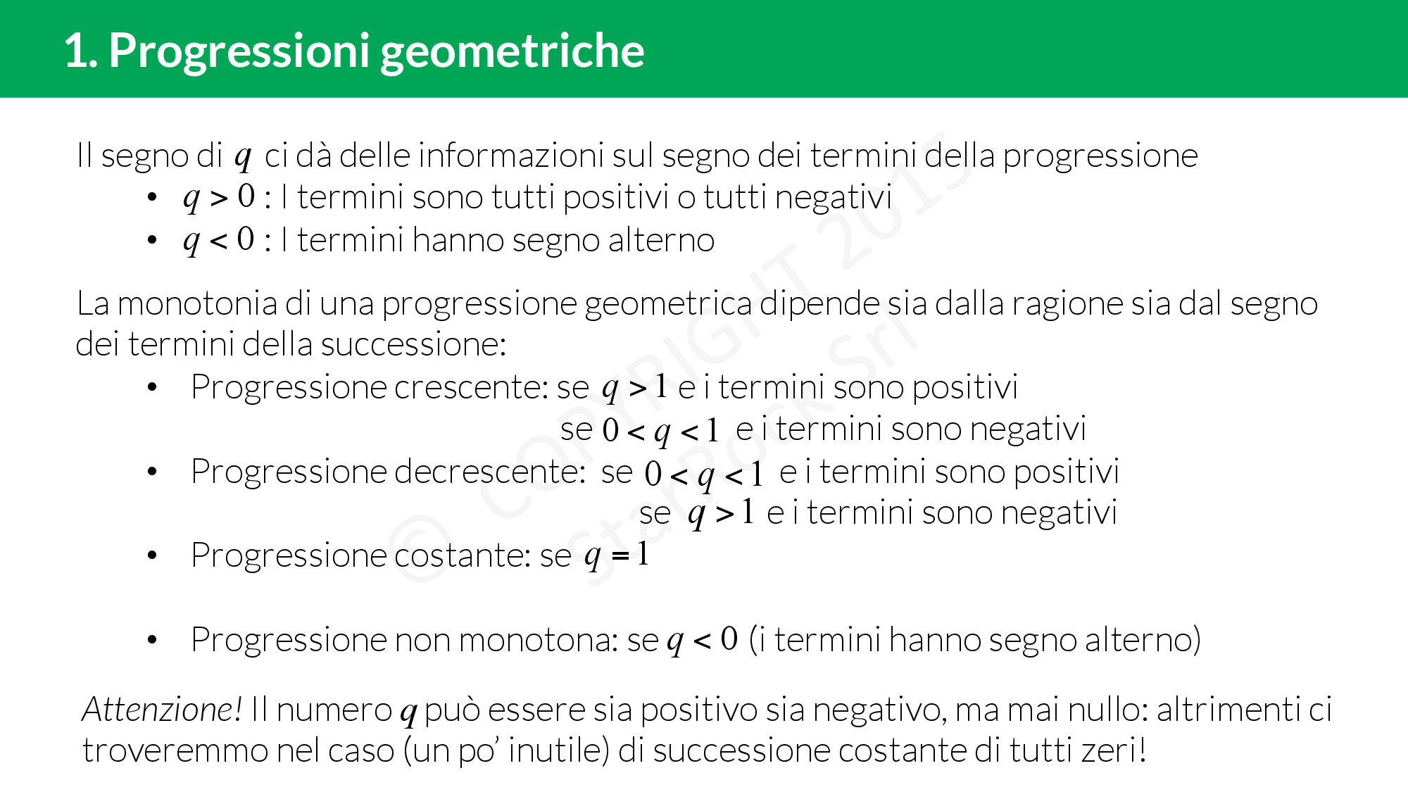 Progressioni geometriche: tutte le relazioni e proprietà