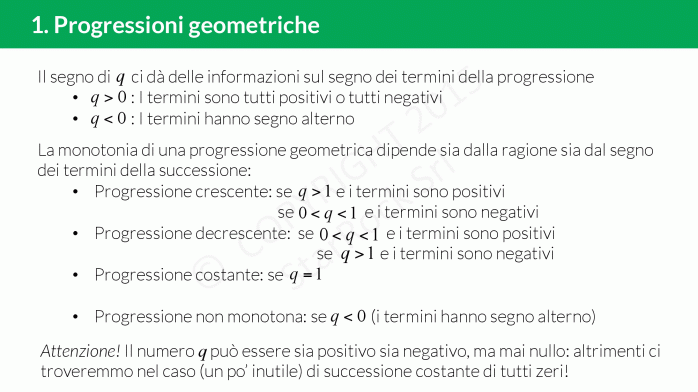 Progressioni geometriche: tutte le relazioni e proprietà