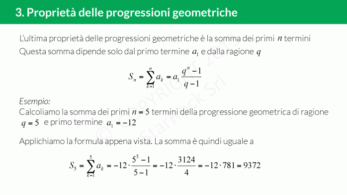 Progressioni geometriche: tutte le relazioni e proprietà