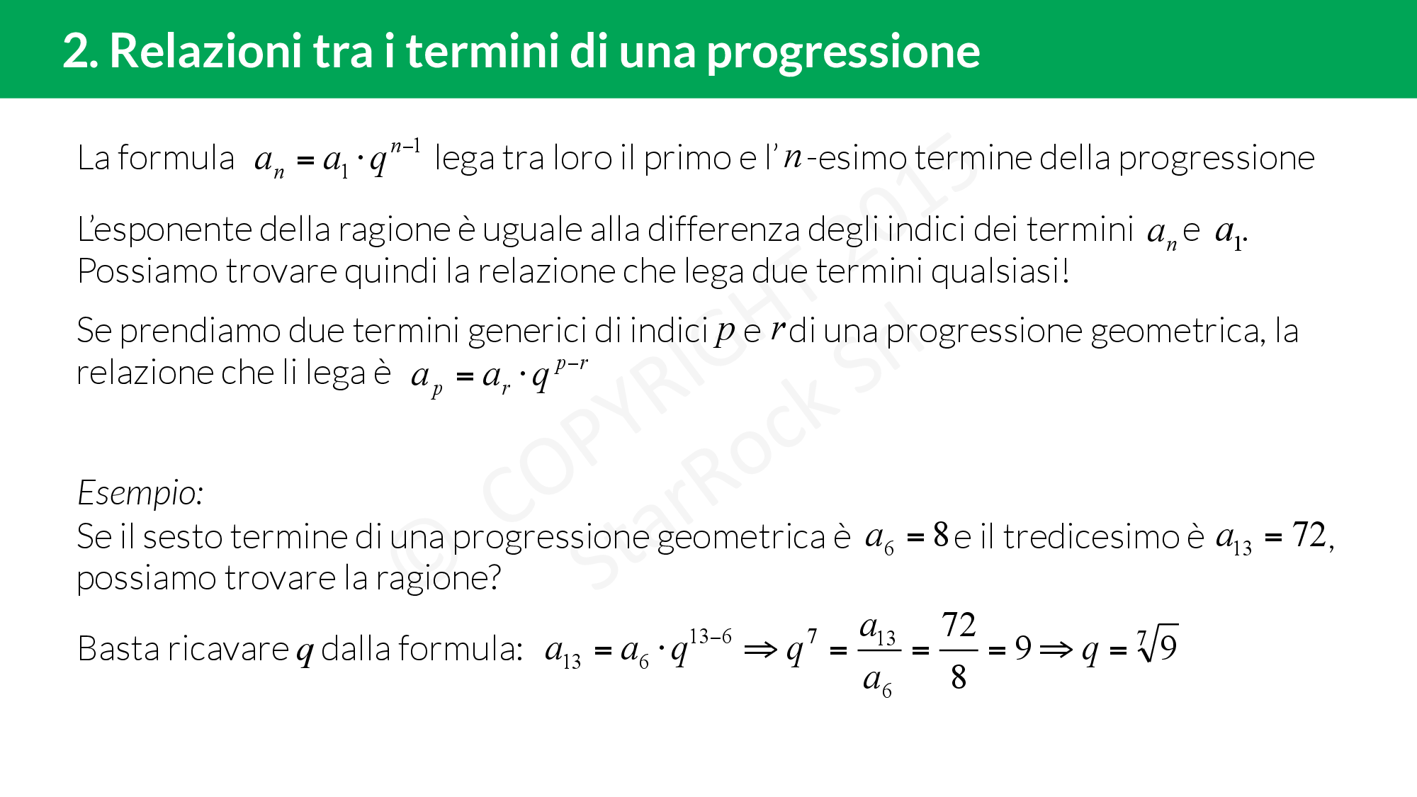 Progressioni geometriche: tutte le relazioni e proprietà