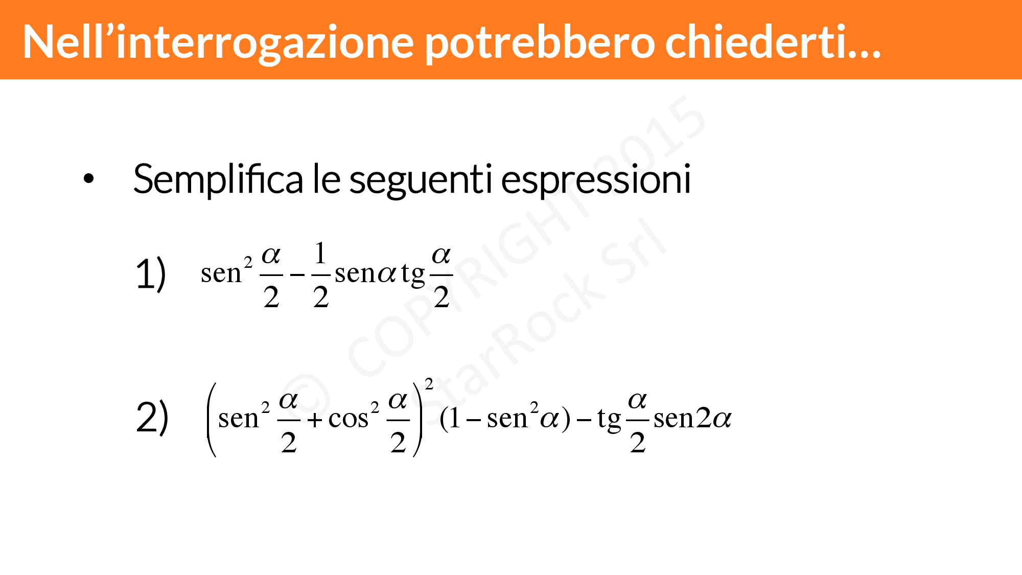 Formule di bisezione: seno, coseno, tangente, cotangente