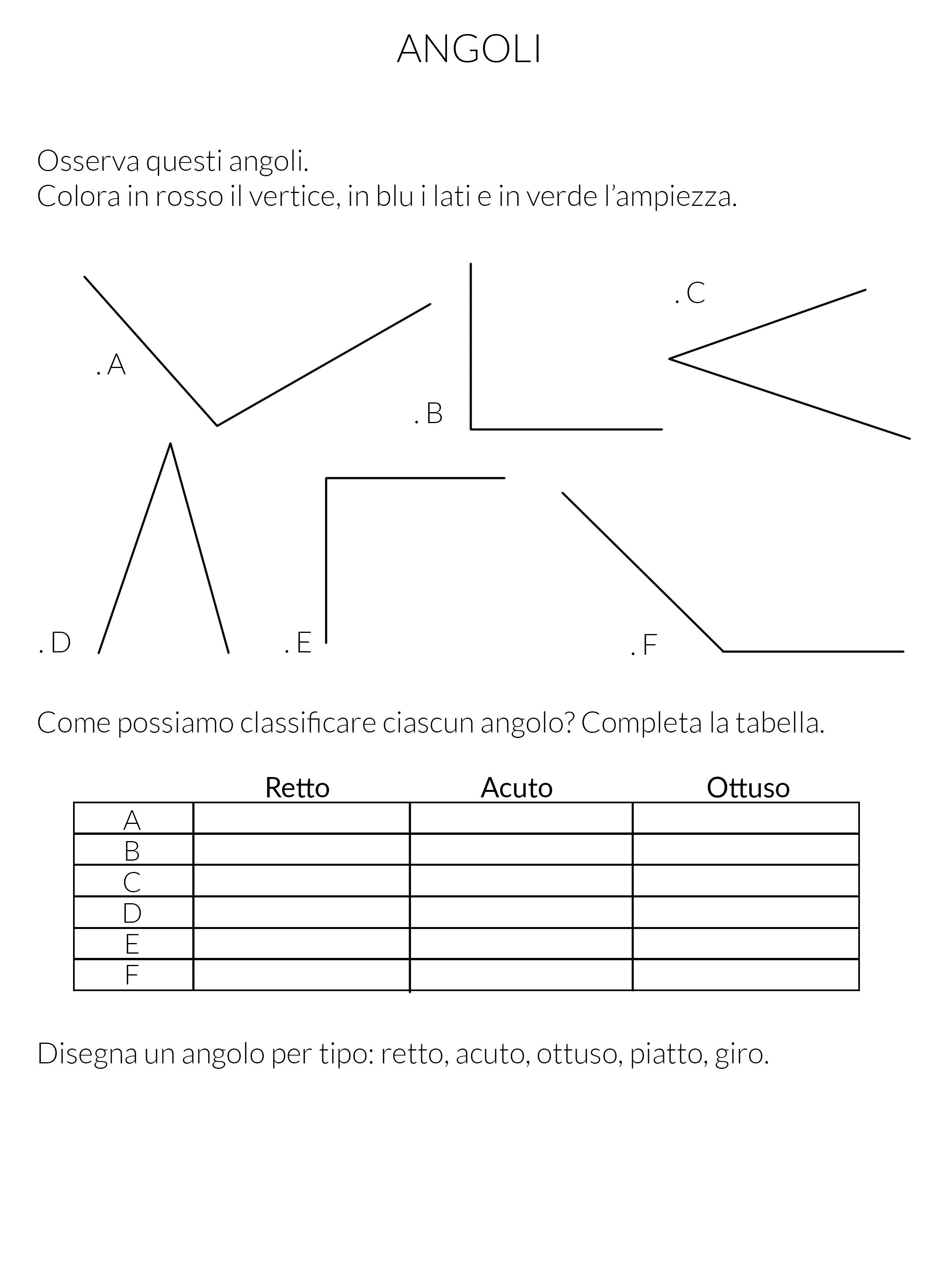 Gli angoli: impara le tipologie con giochi e attività