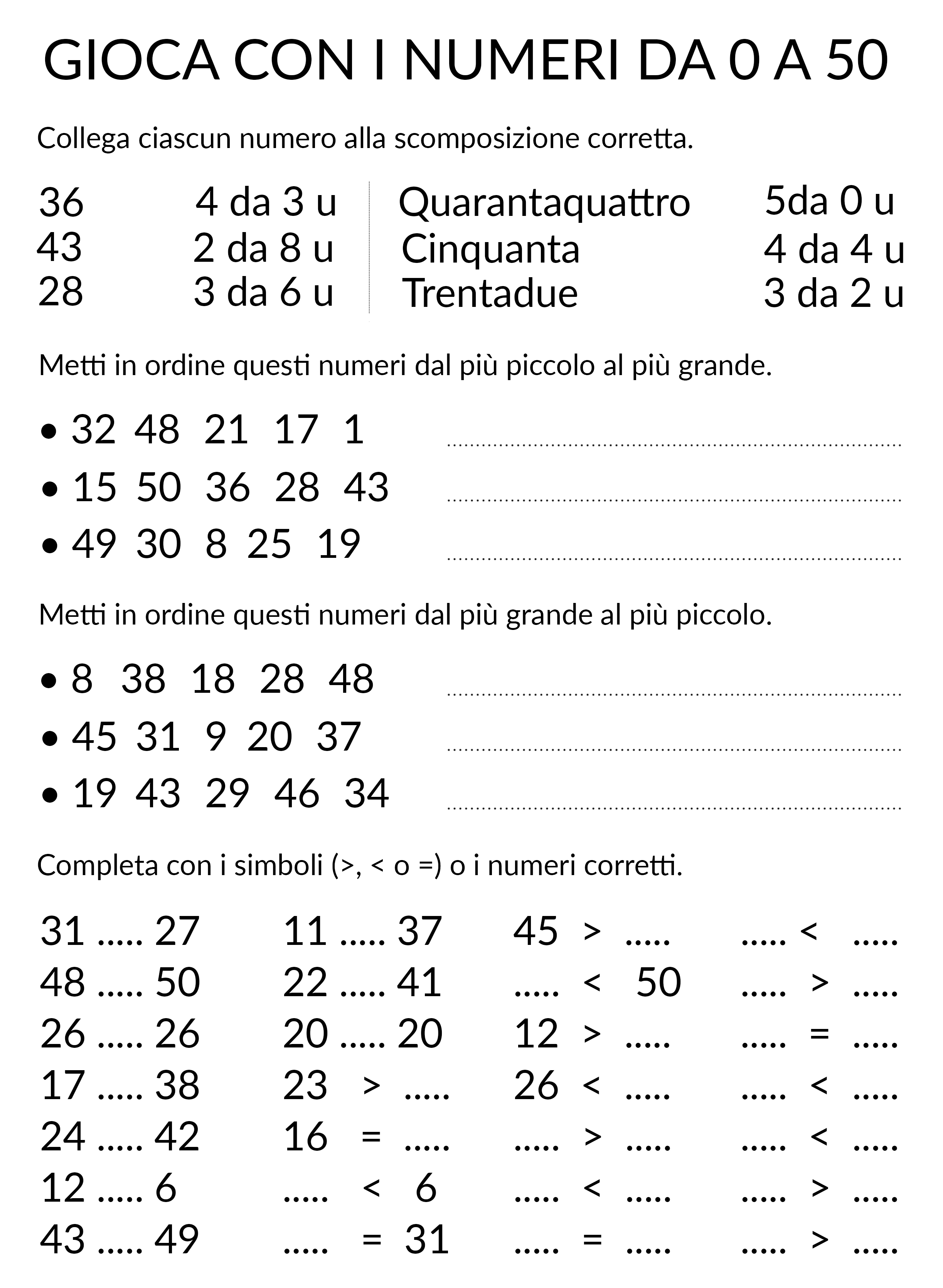 Numeri da 0 a 50: come imparare a contarli