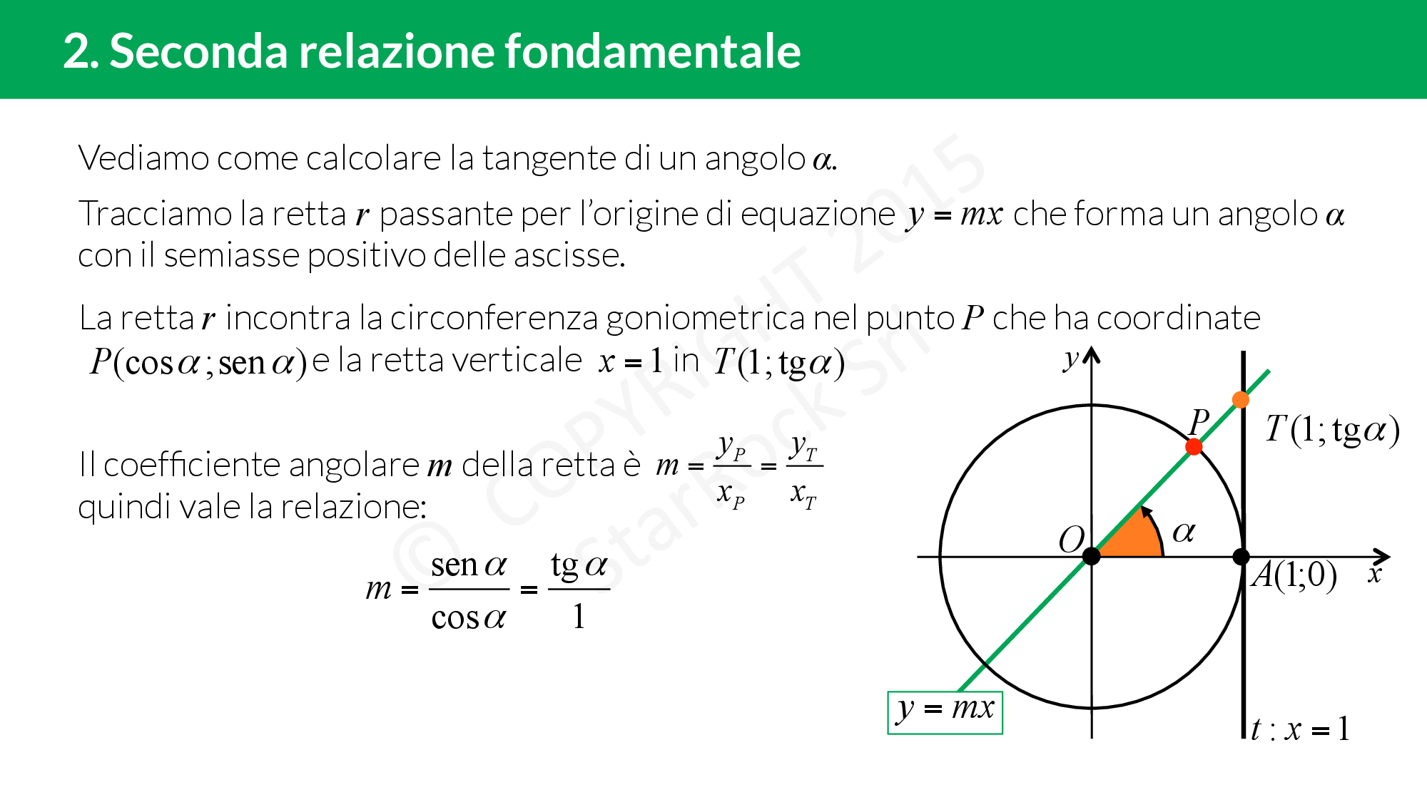 Tangente e cotangente: seconda relazione fondamentale