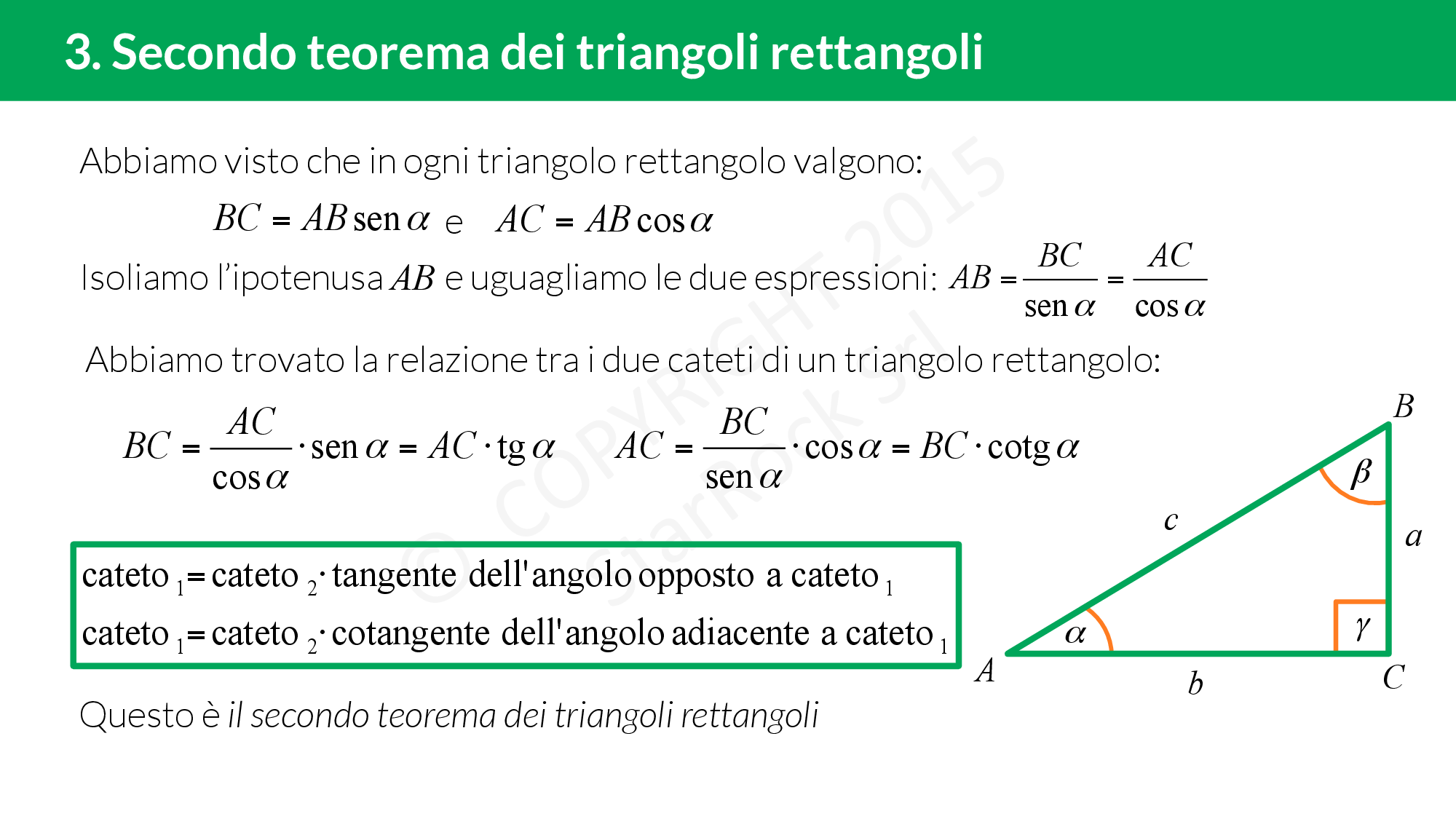 Triangolo rettangolo: i due teoremi di trigonometria