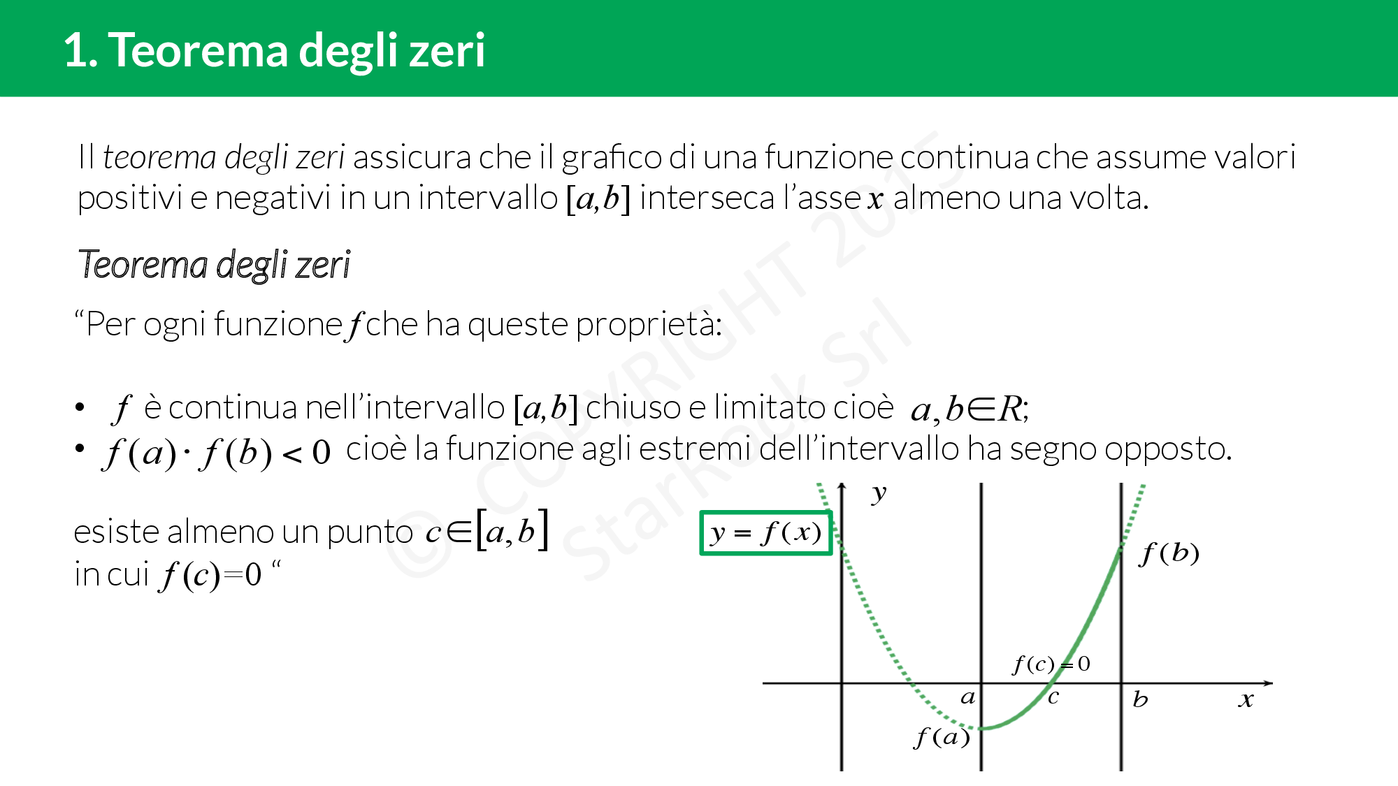 Funzioni continue: teorema degli zeri e di Weierstrass