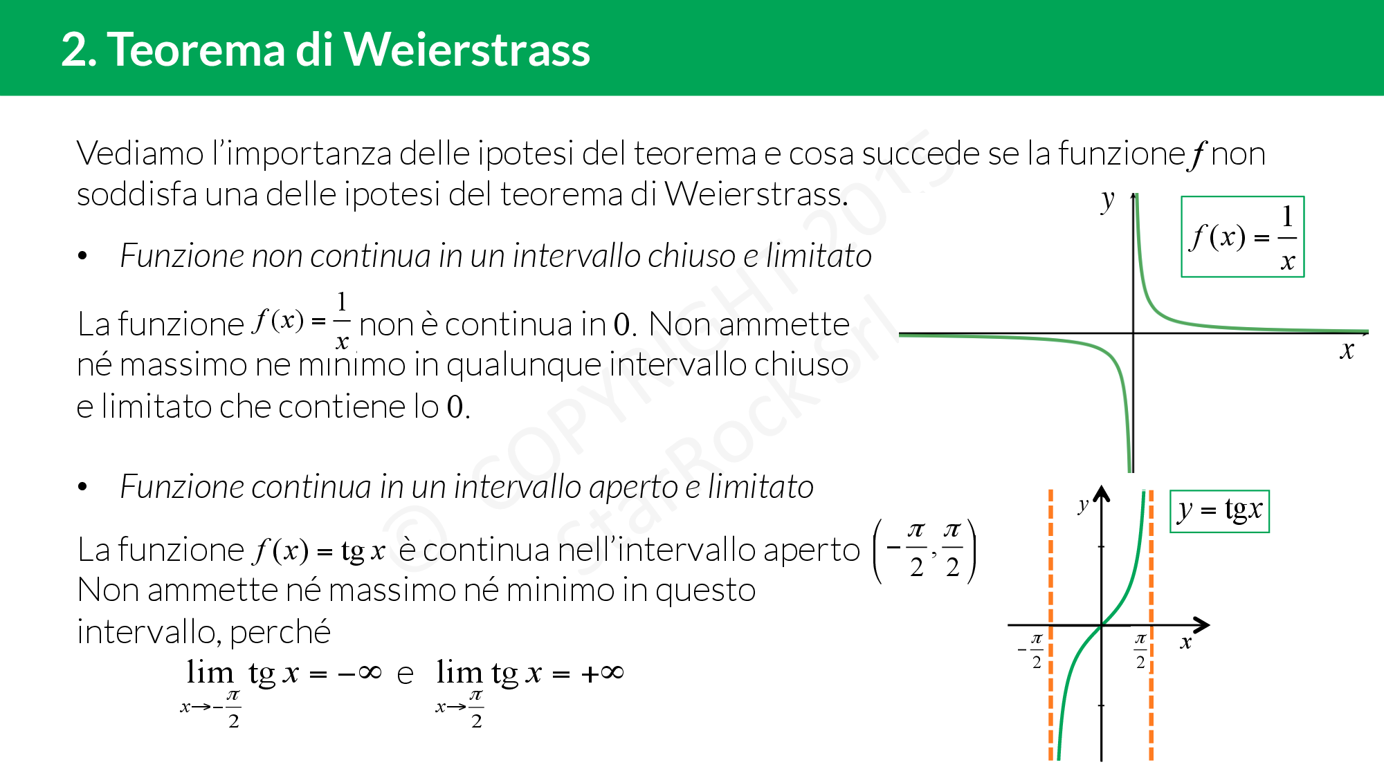 Funzioni continue: teorema degli zeri e di Weierstrass